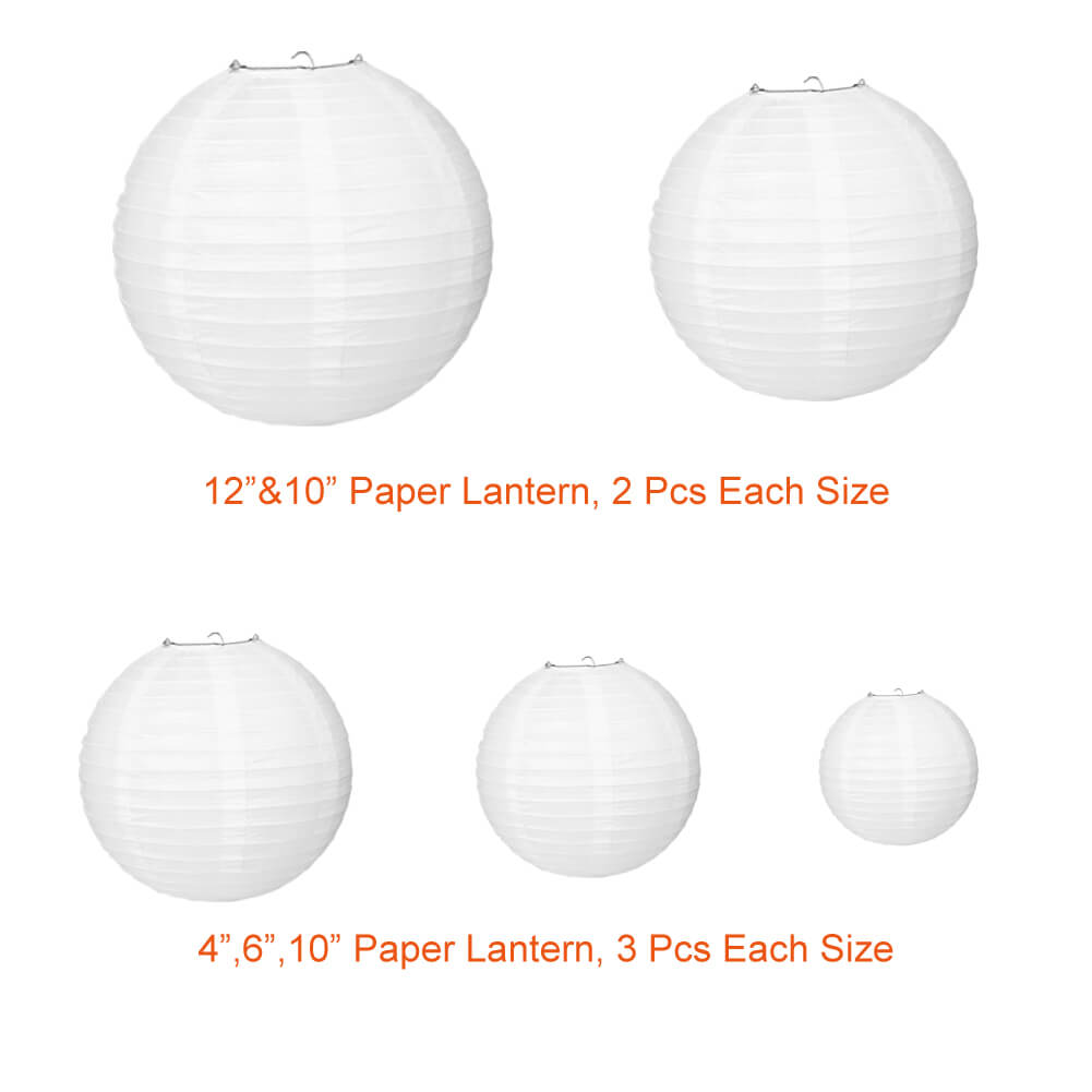 FLASOO 13 Packs White Paper Lanterns with Assorted Sizes for Wedding P ...